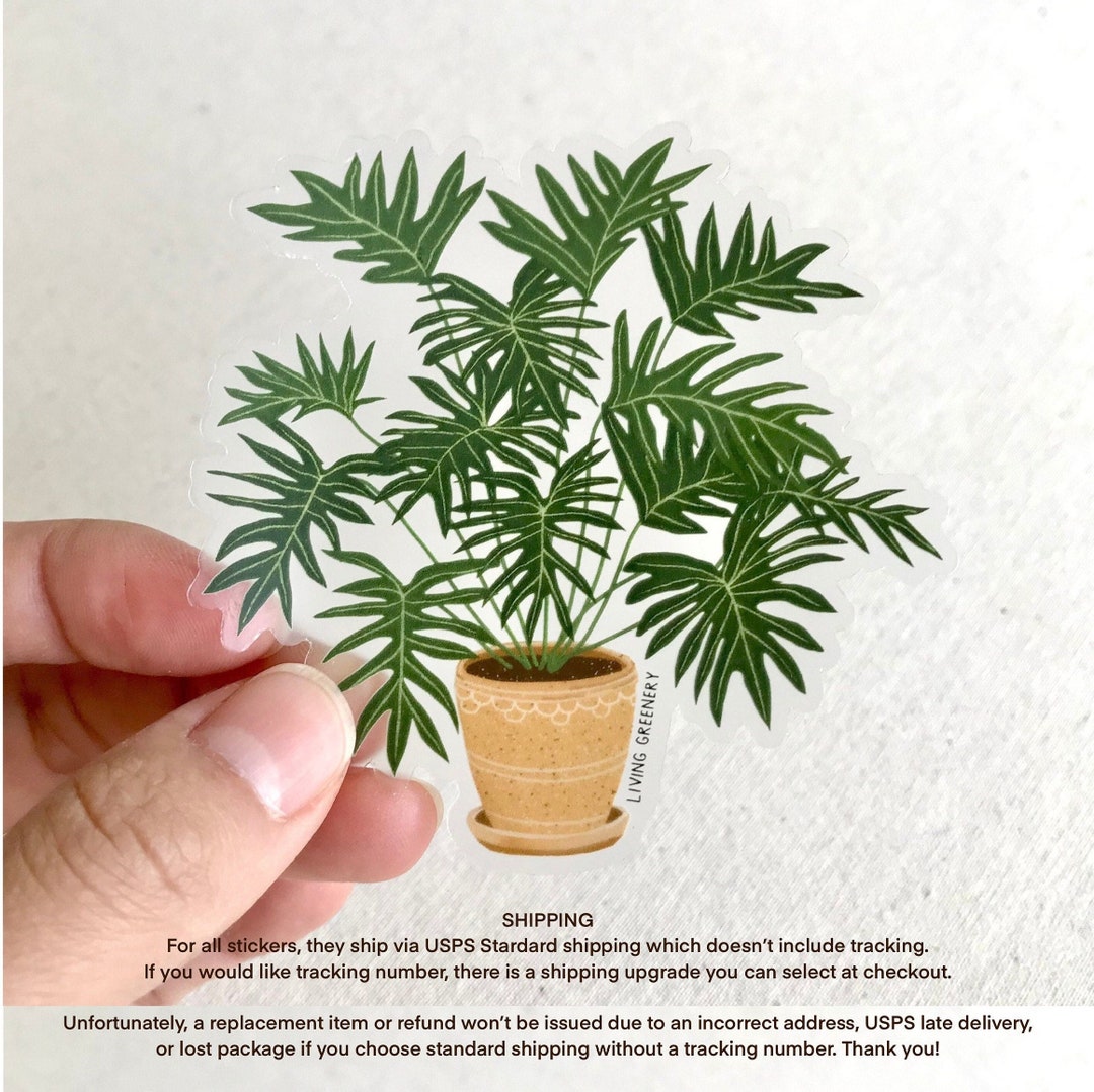 Clear Philodendron Xanadu Sticker, Plant Mom, Plant Dad, Plant Sticker ...