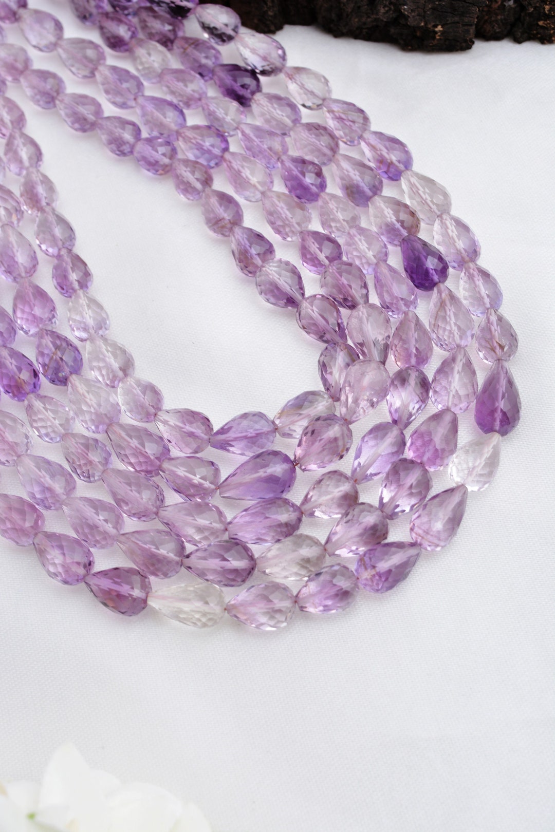 Amethyst Faceted Shaded Drops Beads I 16 Inches Natural Pink Amethyst ...