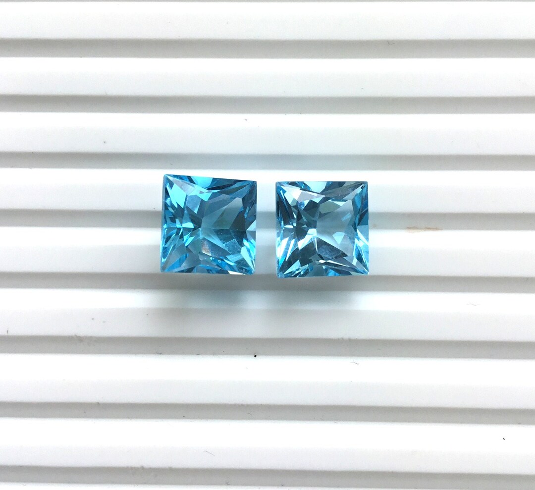 Blue Topaz Square Cut Stone Natural Loose Gemstone for Jewelry - Etsy