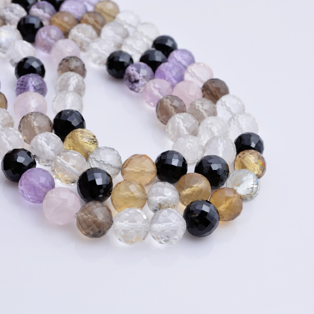 High Quality Multi Gemstone Faceted Ball 1 Strand Gemstone Beads for ...