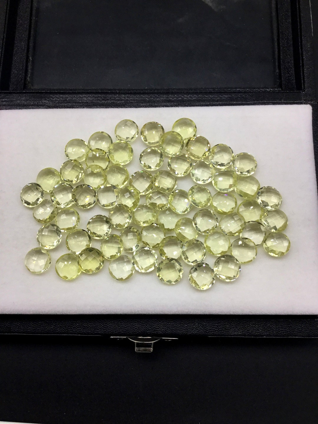 Lemon Quartz Cut Both Side Checker Faceted , Natural Gemstone Necklace ...