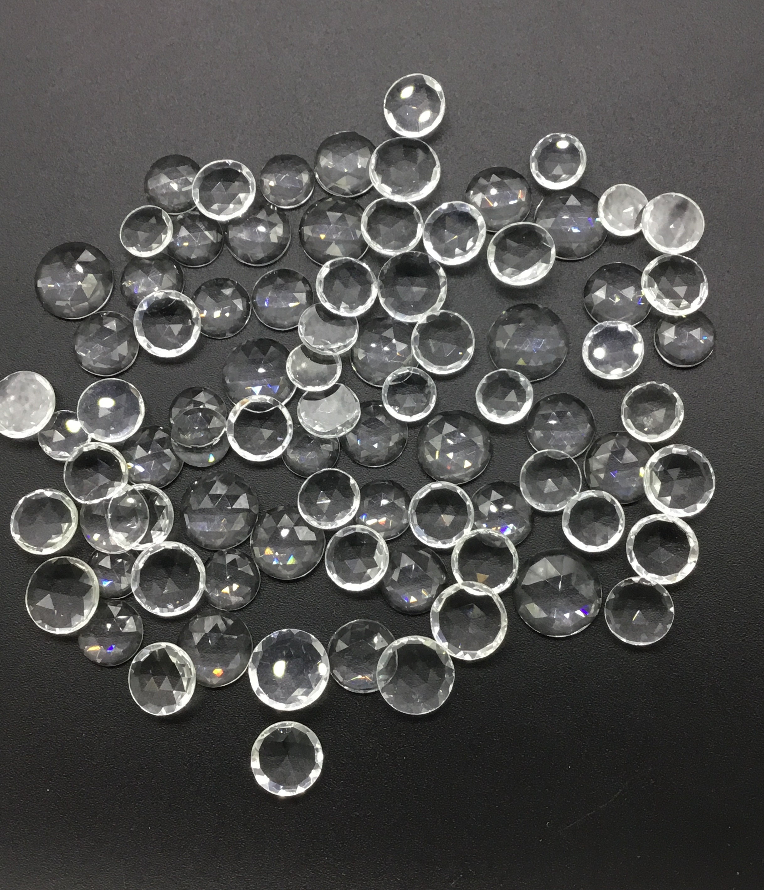 White Crystal Loose Gemstone Faceted Round Rose Cut 90 Ct 41 Pieces ( 1 ...