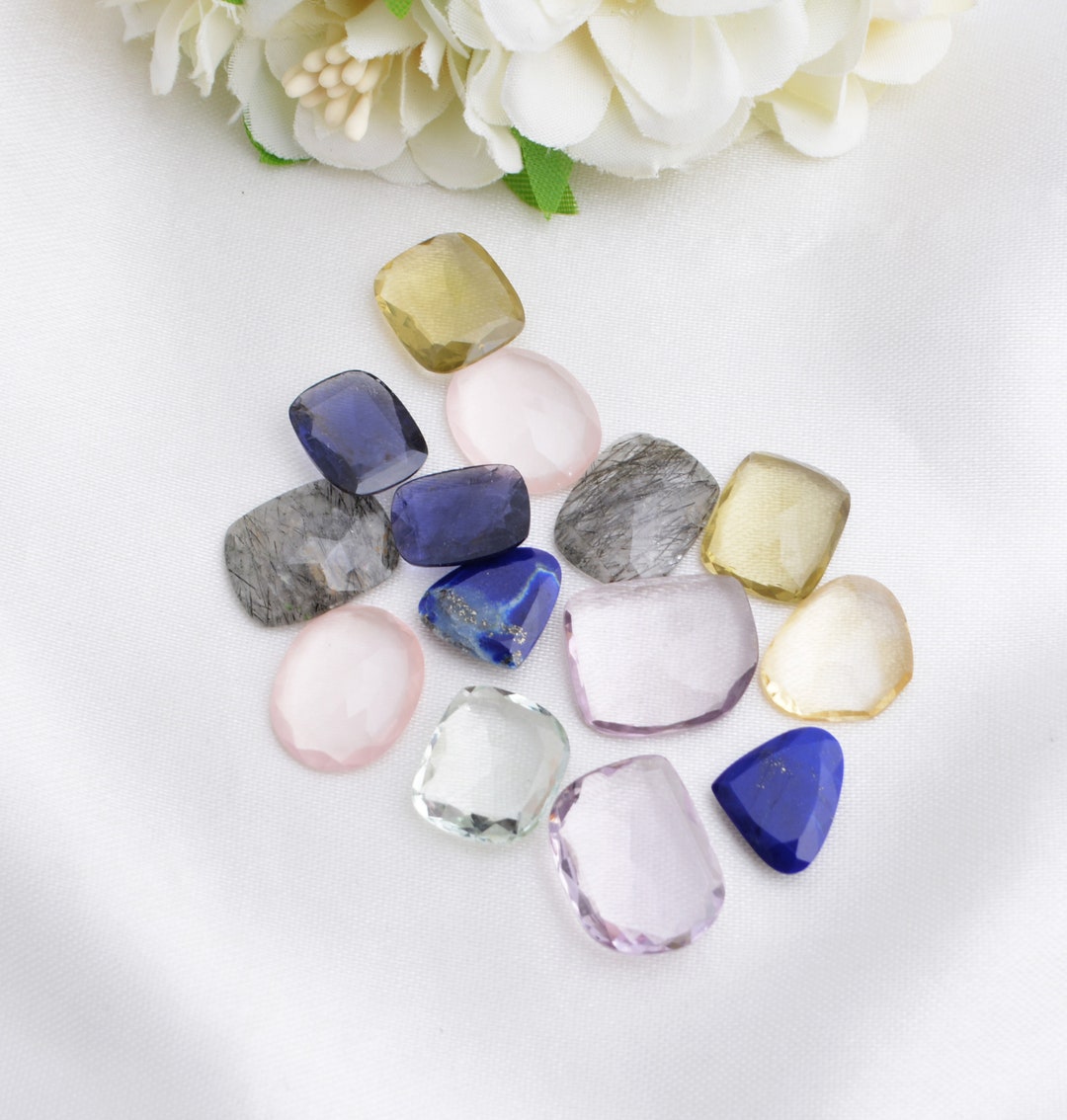 Natural Mixed Gems Mix Shape Rosecuts Pairs Loose Gemstones for Jewelry ...