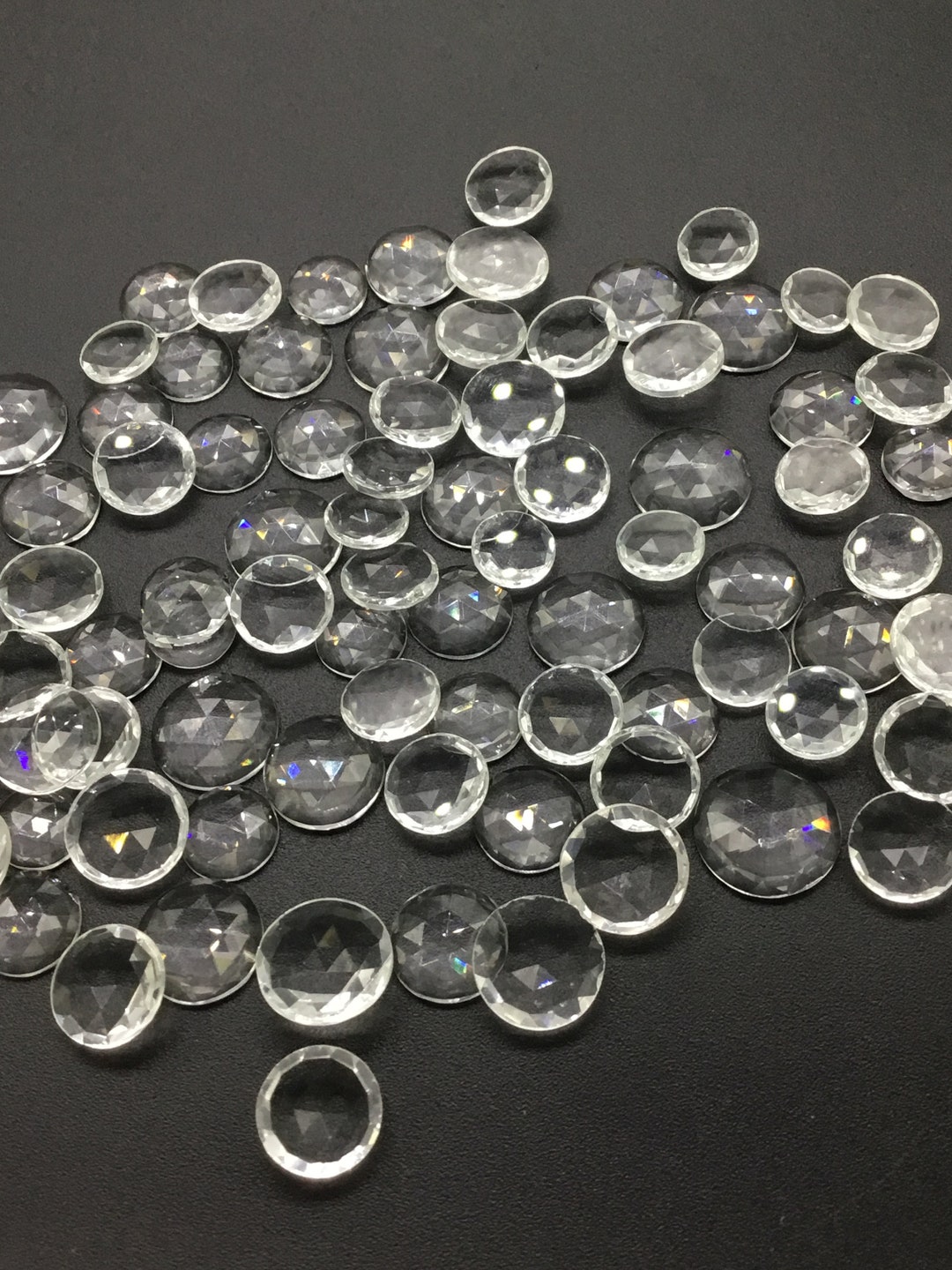 White Crystal Loose Gemstone Faceted Round Rose Cut 90 Ct 41 Pieces ( 1 ...