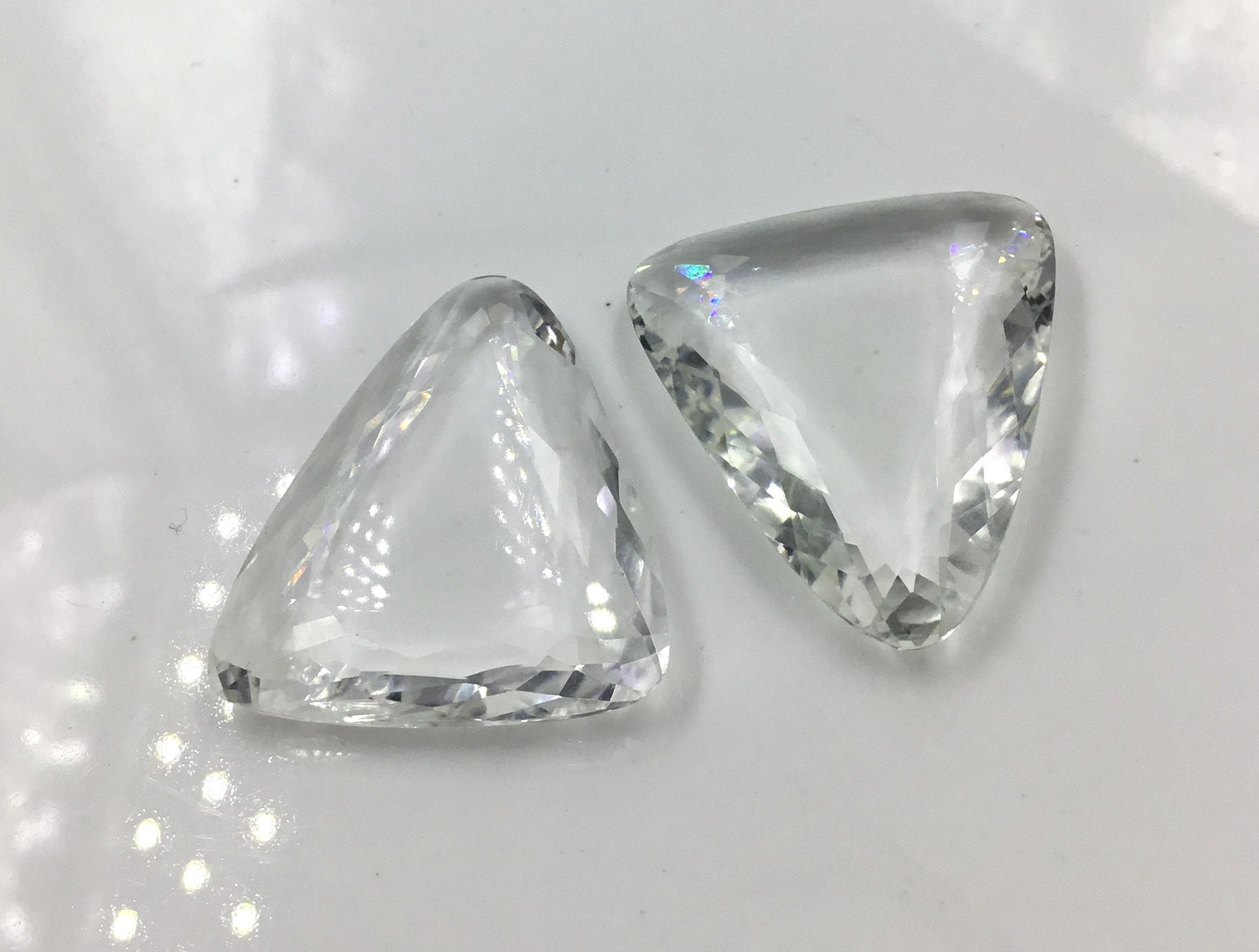 White Crystal Fancy Cut Stone Pair Crystal Gemstone Pair - Etsy