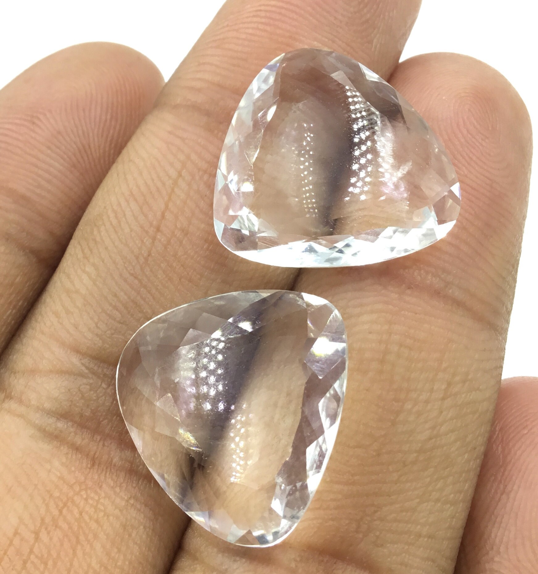 White Crystal Fancy Cut Stone Pair Crystal Gemstone Pair - Etsy UK