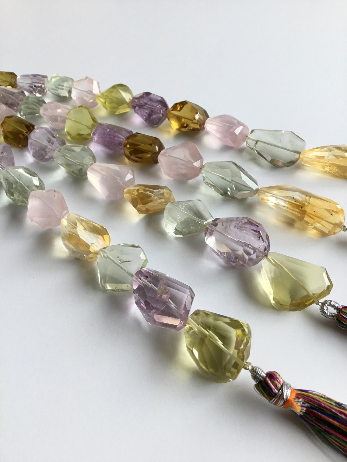 Mixed Gems Faceted Tumble 4 Strand Natural Gemstone - Etsy