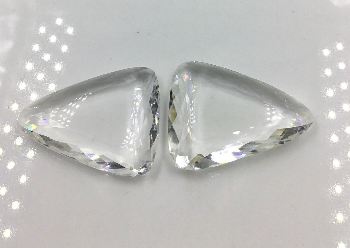 White Crystal Fancy Cut Stone Pair Crystal Gemstone Pair - Etsy