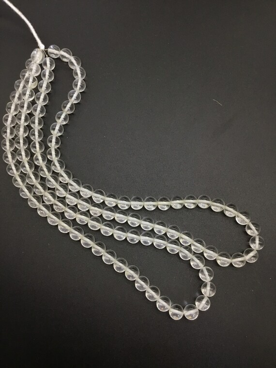 Crystal Quartz Balls Beads Natural Gemstone | Etsy