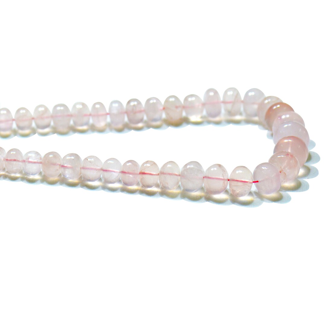 Natural Rose Quartz Smooth Beads Necklace - Etsy