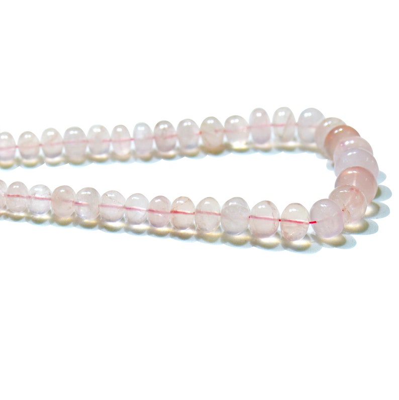 Natural Rose Quartz Smooth Beads Necklace - Etsy