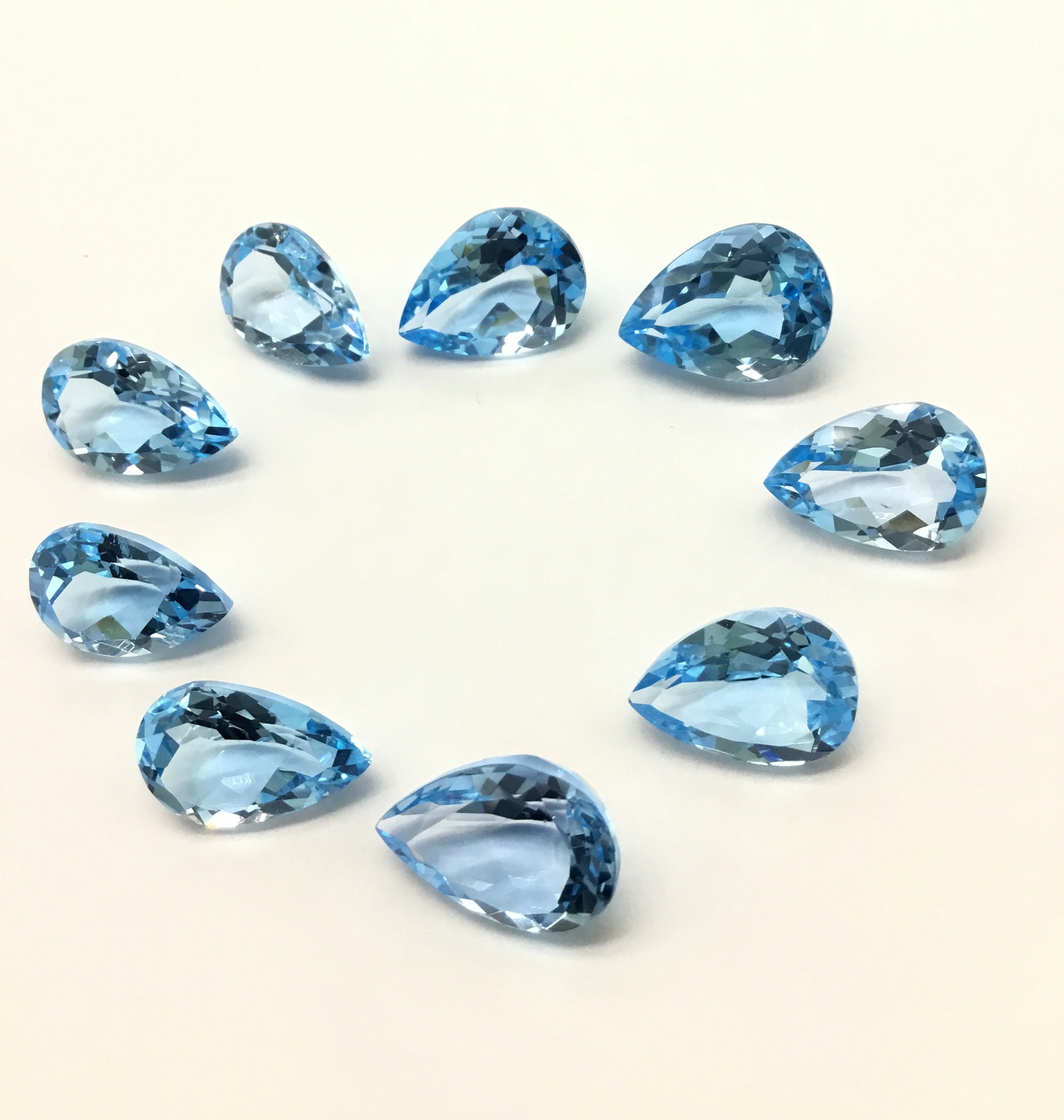 Blue Topaz Pear Cut Stone Natural Loose Gemstone for Fine Jewelry ...