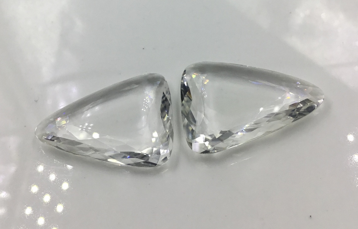 White Crystal Fancy Cut Stone Pair Crystal Gemstone Pair - Etsy