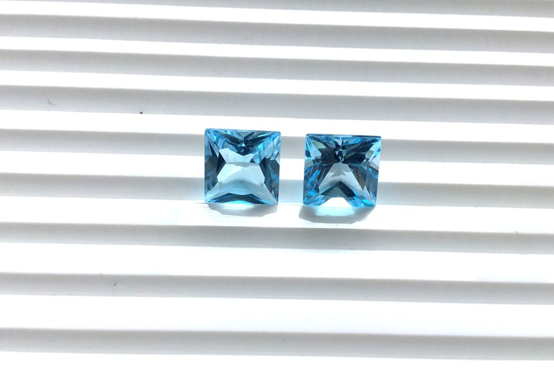 Blue Topaz Square Cut Stone Natural Loose Gemstone for Jewelry - Etsy