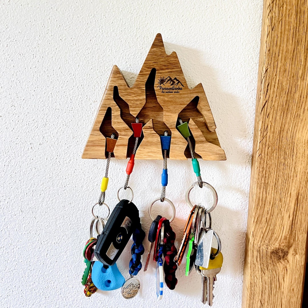 Walnut Wood Mountain Key Holder for Climbers Gift - Etsy