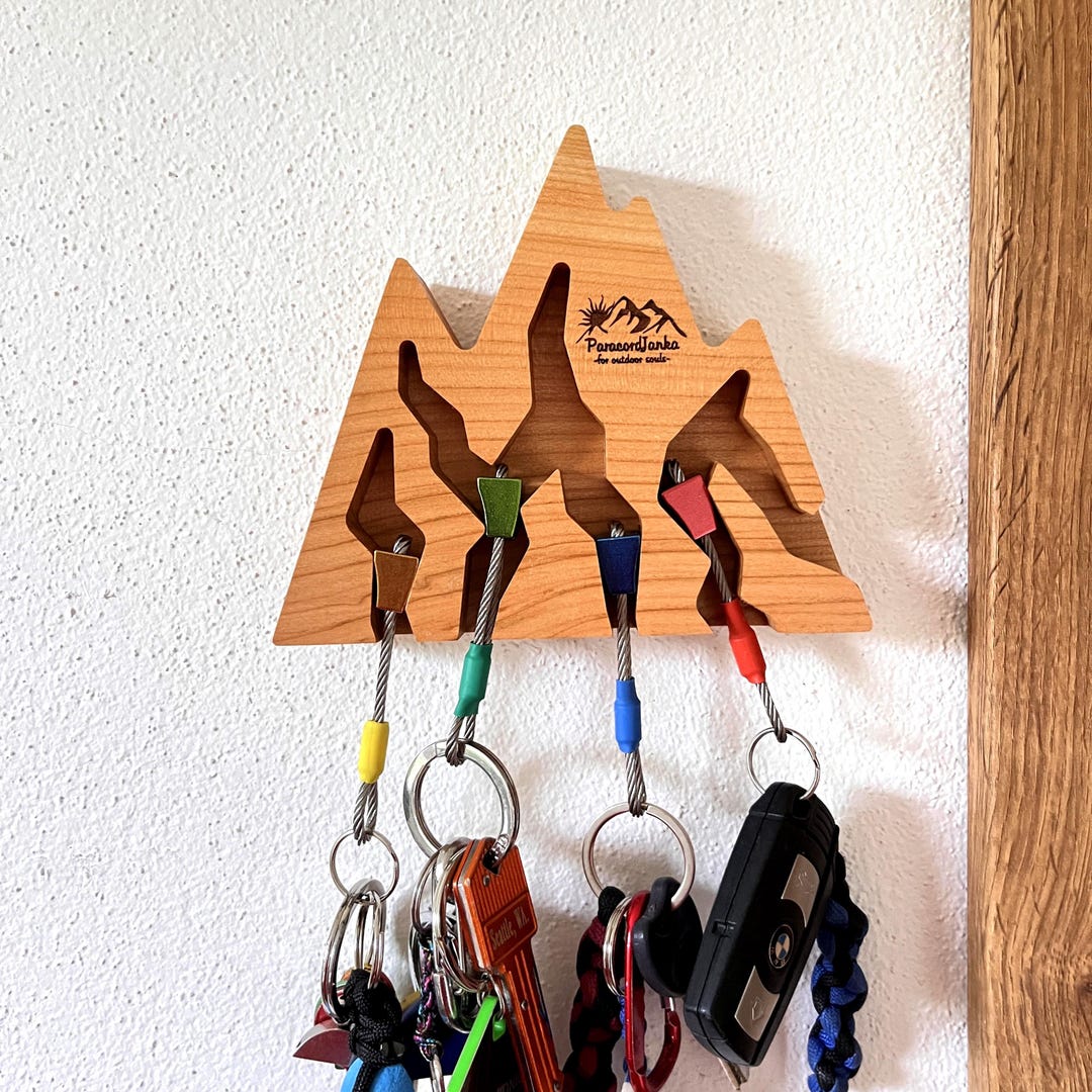 Cherry Wood Mountain Key Holder for Climbers Gift - Etsy