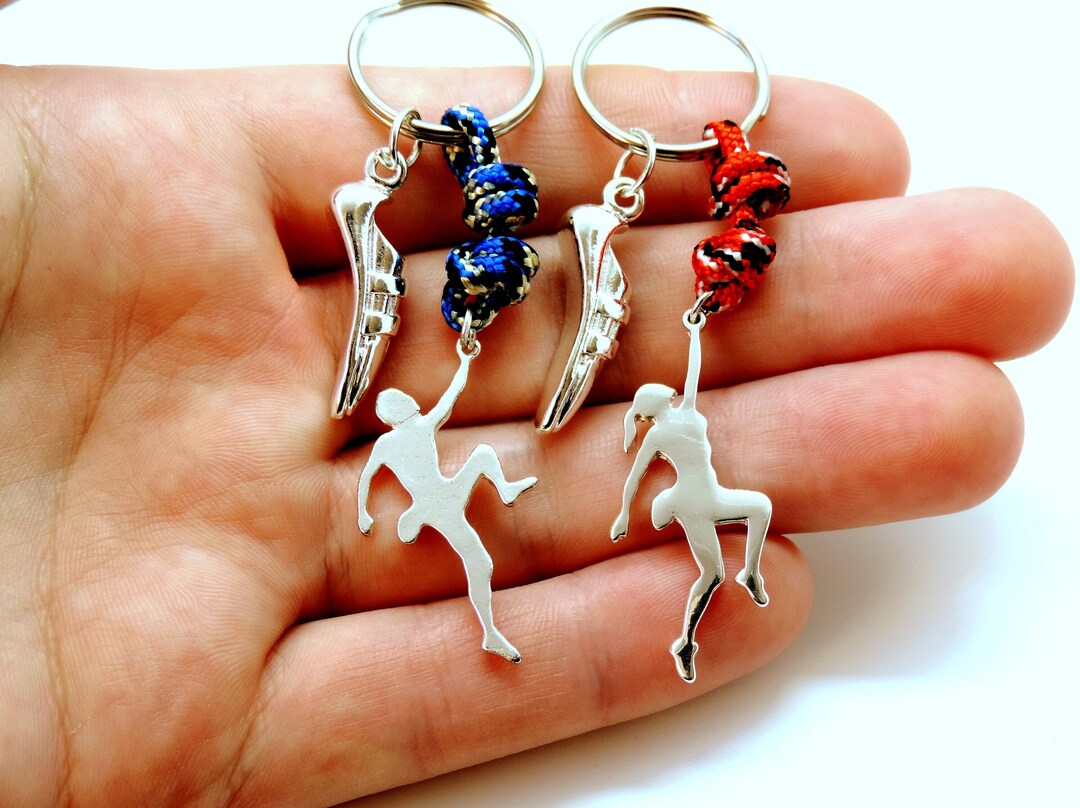 Climbing Keychain: Steel Climber & Shoe Charm, Paracord Rope - Etsy