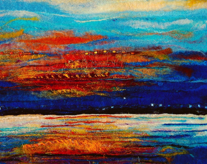 Felt Art Textile Sunset Wool Painting - Etsy