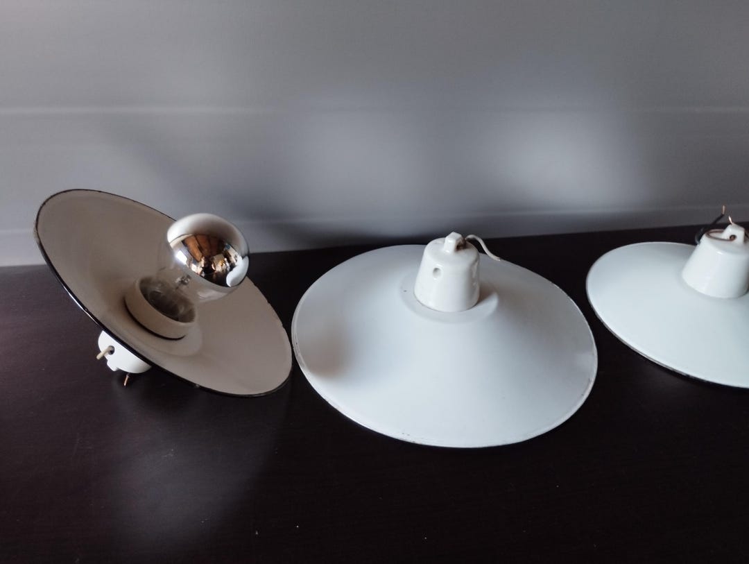 ENAMEL STABLE LAMPS / Vintage Stable Lamps / White Enamel - Etsy