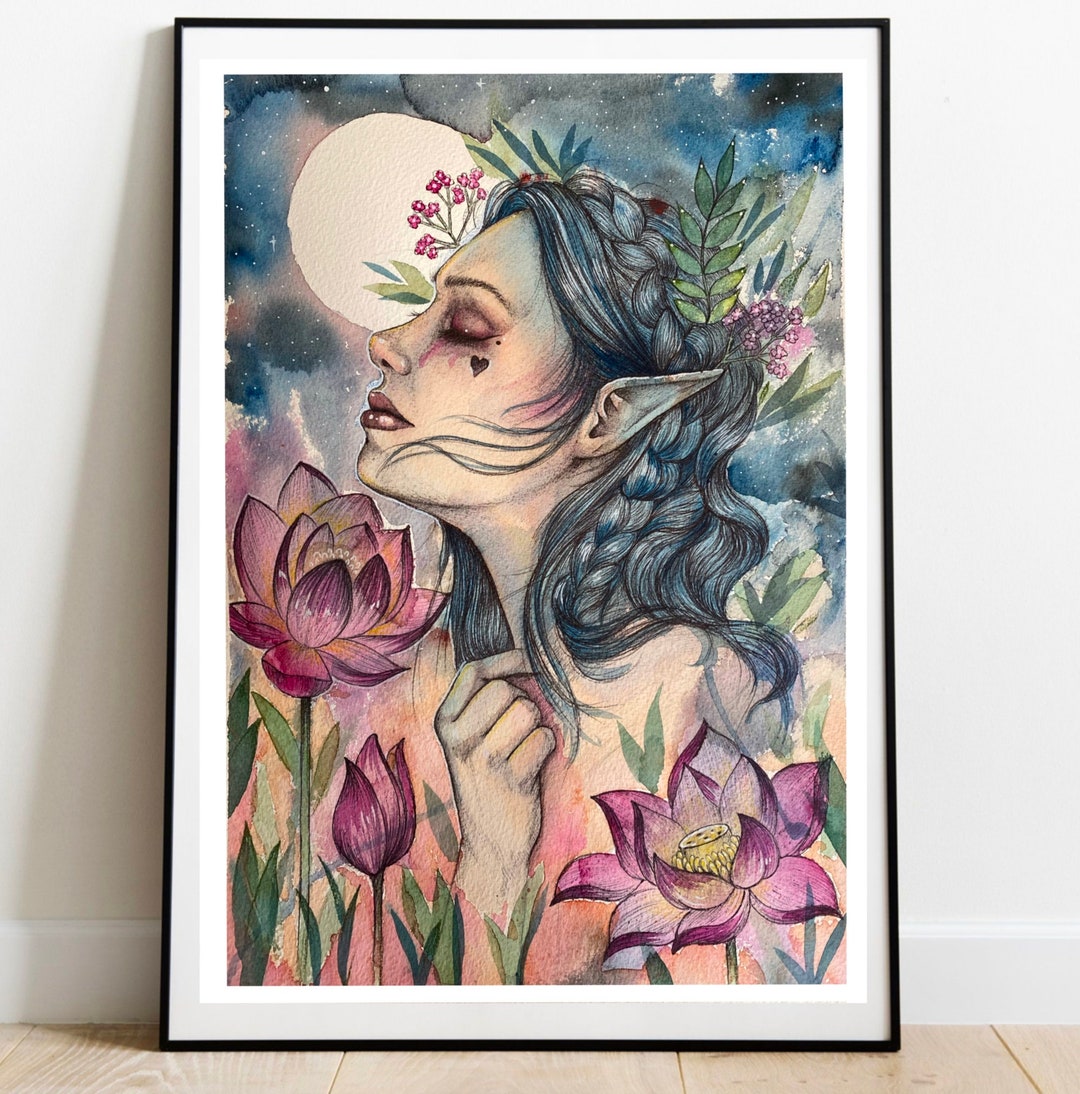 Watercolour Elf Girl. Cottagecore Art. Fantasy Painting. Mother Nature ...