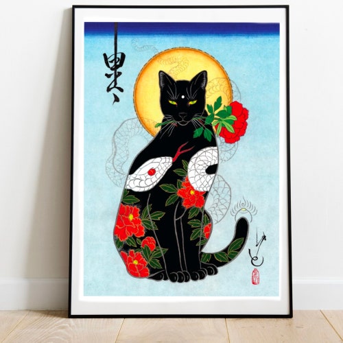 Japanese Cat Poster. Monmon Cats. Japanese Cat Art Print. - Etsy UK