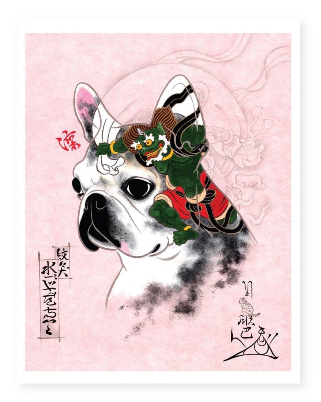 Frenchie Print. Japan Tattoo Art. French Bulldog. Tattoo Art. Gift for ...