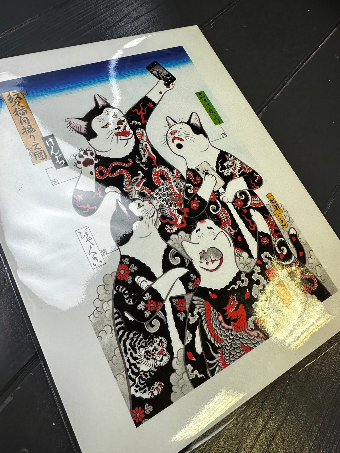 Japanese Cat Poster. Monmon Cats. Selfie Cats. . Japanese Cat Art Print. Oriental Art. Cat ...