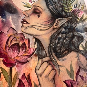 Watercolour Elf Girl. Cottagecore Art. Fantasy Painting. Mother Nature ...