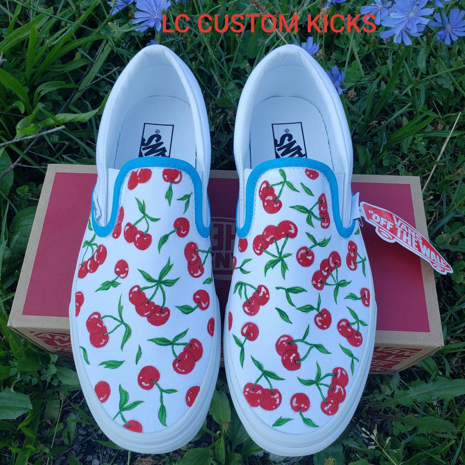 Custom "cherry Picnic" Vans - Etsy