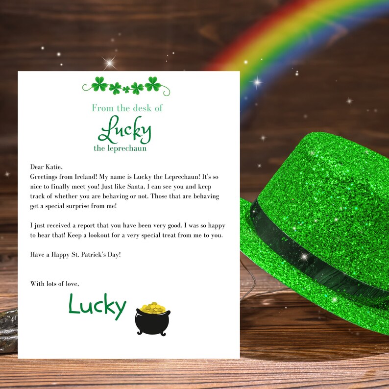 Children's Personalized Letter From Lucky the Leprechaun St. Patrick's ...