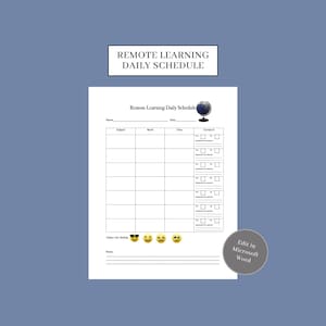 Digital Remote Learning Daily Schedule Home School Mood | Etsy