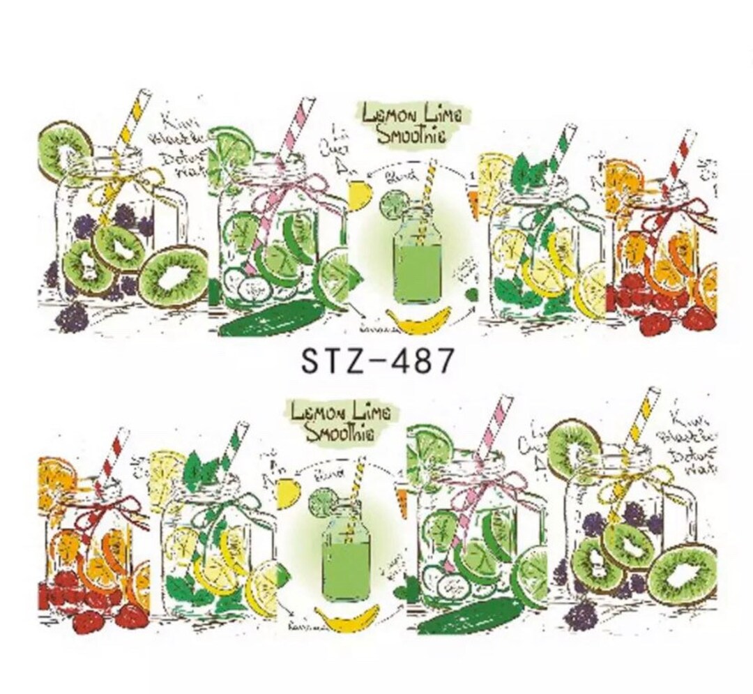 Water Transfer Nail Stickers, Nail Decals, Cocktails Design, Cocktails ...