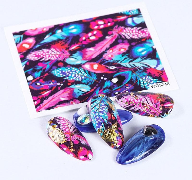 Water Transfer Nail Stickers Nail Decals Colourful Botanical - Etsy UK