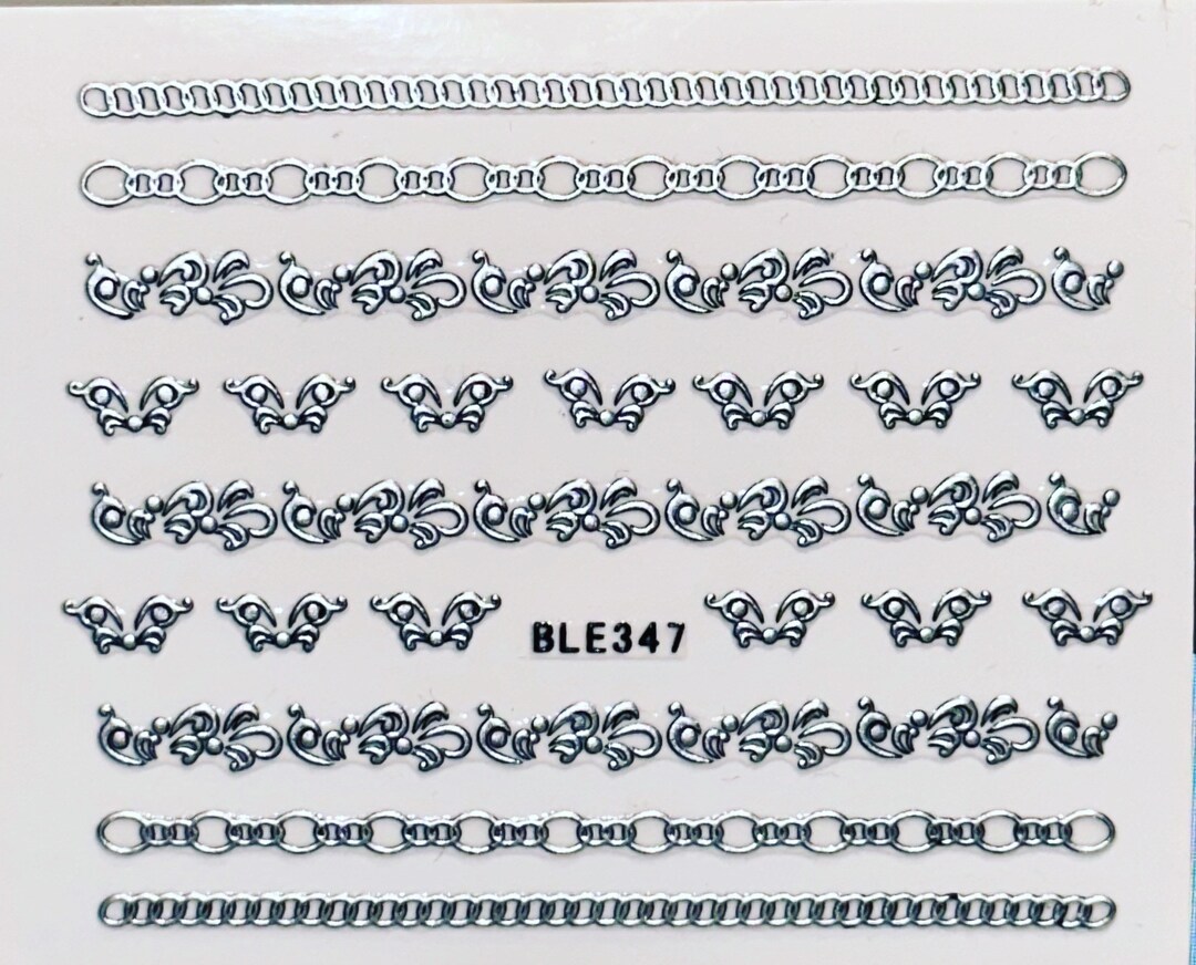 Silver Patten Design 3D Nail Art Stickers - Etsy