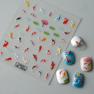 Lucky Koi Fish and Waterlily Nail Art Stickers - Etsy