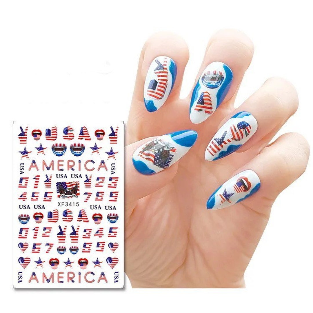 USA Flag, America, Independence Day, Numbers and Lips Theme - Nail Art ...
