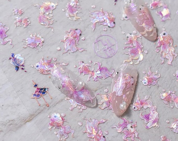 Lucky Koi Fish and Waterlily Nail Art Stickers - Etsy