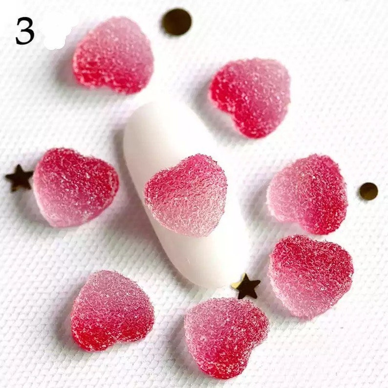 10pcs Sugared Heart Resin Nail Charms, Candy Nail Charms 8x8mm - Etsy UK