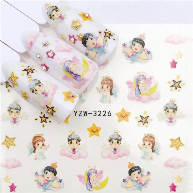 Water Transfer Nail Stickers Cartoon Angel Nail Decals Angel | Etsy