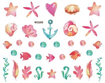 Nail Art Water Decals Nail Stickers Nail Art Sea Shells Sea - Etsy