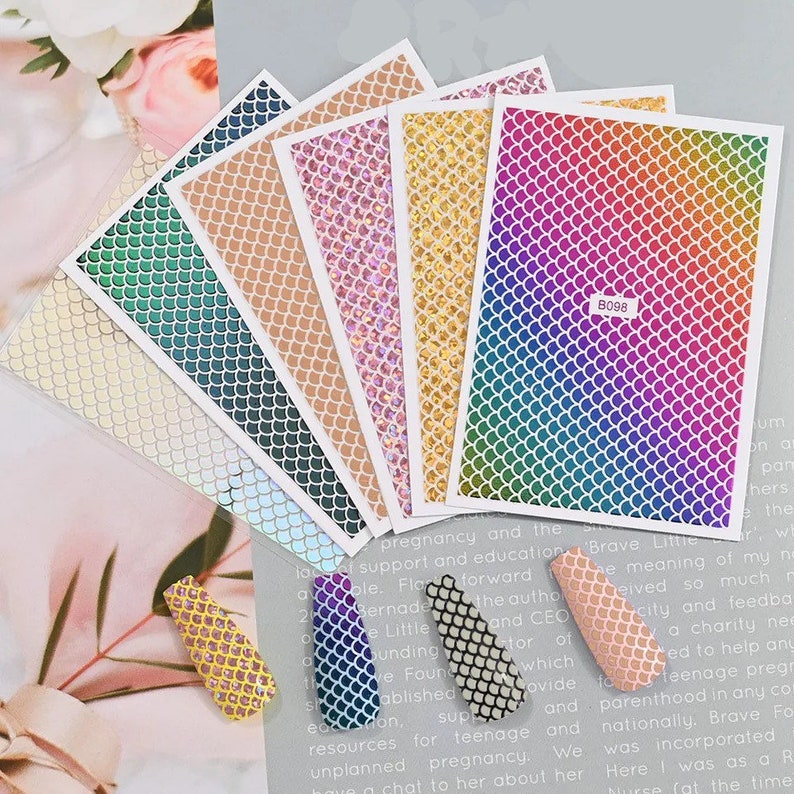 Scale Design Holographic Nail Art Stickers - Etsy