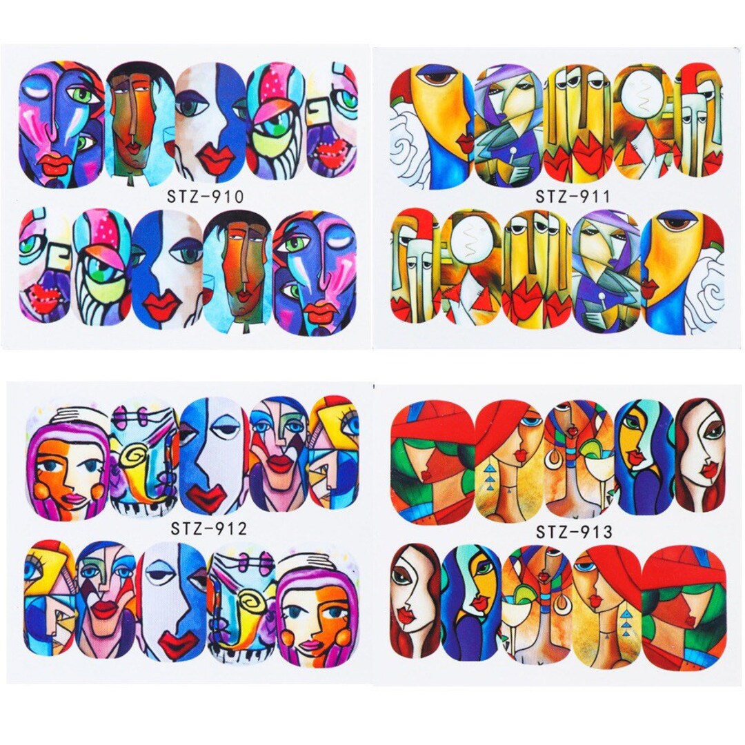 Water Transfer Nail Stickers Nail Decals Girls Abstract Face Water