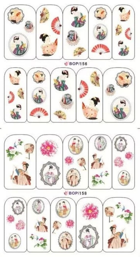 Water Transfer Nail Stickers Nail Decals Tang Dynasty Women | Etsy