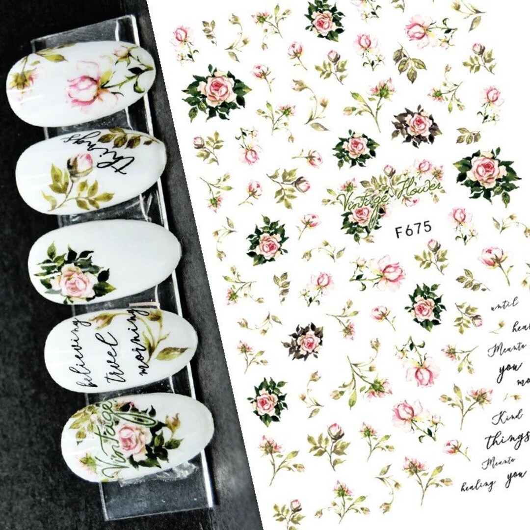 Pink Roses - Nail Art Stickers - Etsy