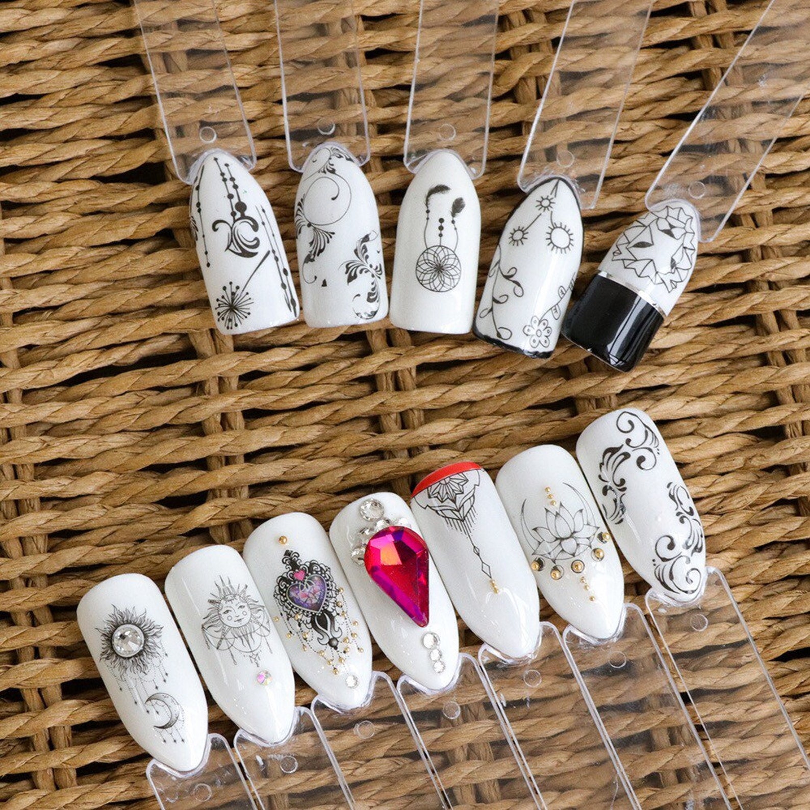 Water Transfer Nail Stickers Nail Decals Lotus Design Black - Etsy