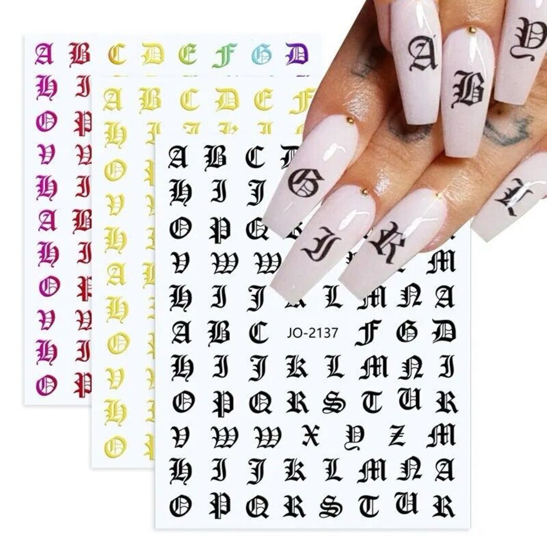 Old English Letter, Gothic Font Alphabet Nail Stickers - Etsy