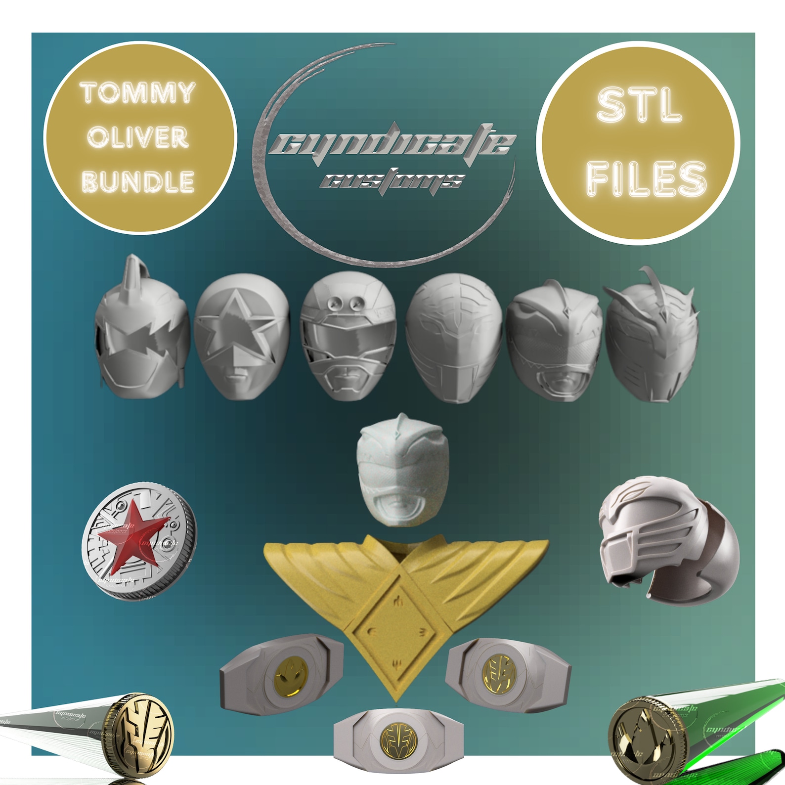 Ultimate Tommy Oliver Power Ranger Bundle: Helmets, Shield, Morpher ...