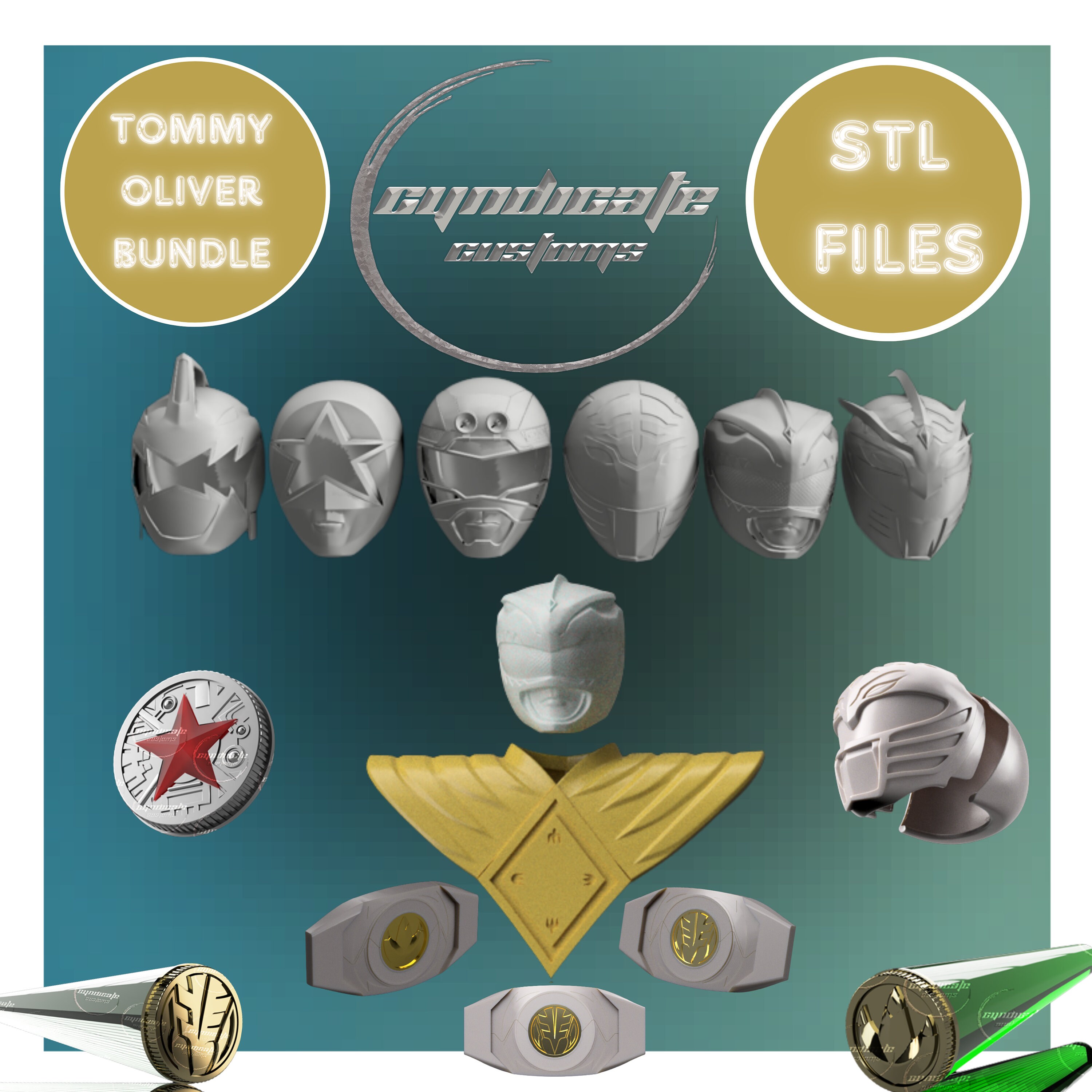 Ultimate Tommy Oliver Power Ranger Bundle: Helmets, Shield, Morpher ...