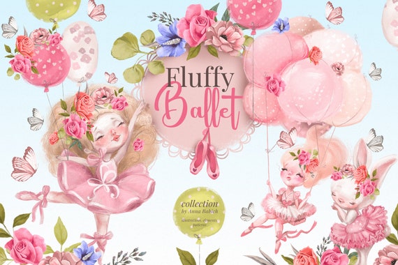 Fluffy Ballet Bunny Ballerina Ballet Cute Girl Floral - Etsy