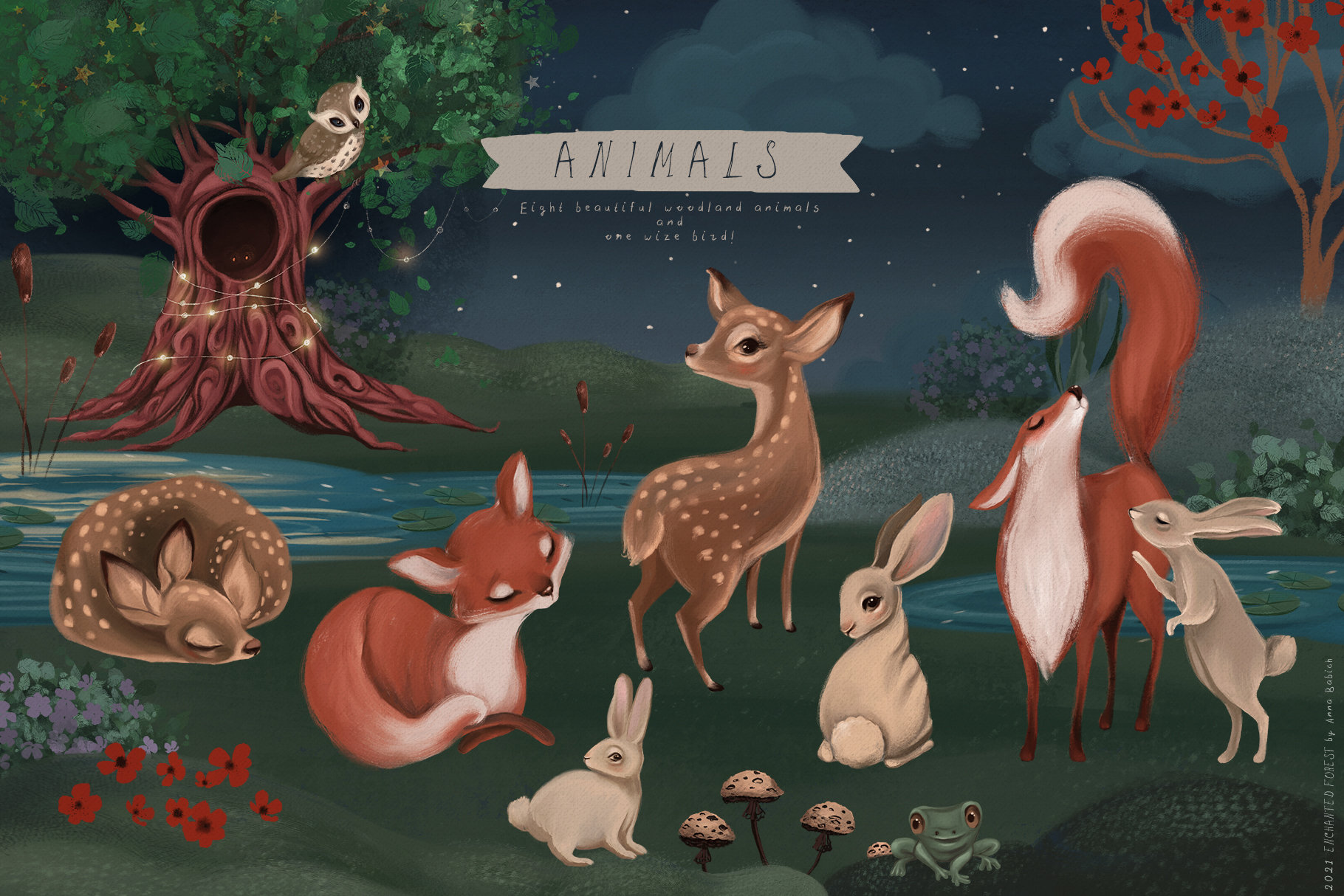 Enchanted Forest woodland animal cute clipart | Etsy